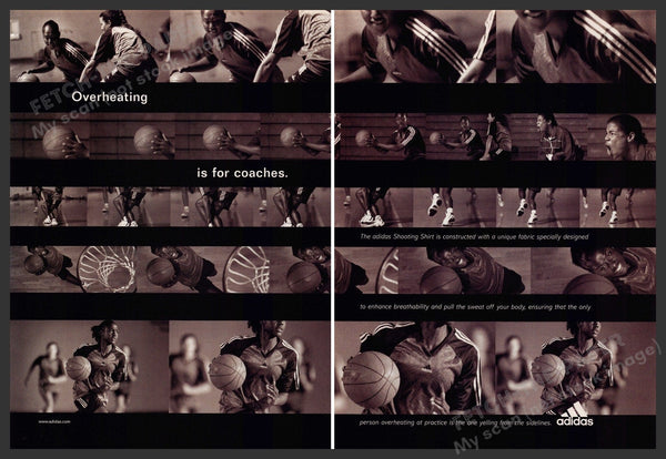 Adidas 1990s Magazine Print Advertisement (2 pgs) 1998 Basketball Shoo — Fetch-the-Paper