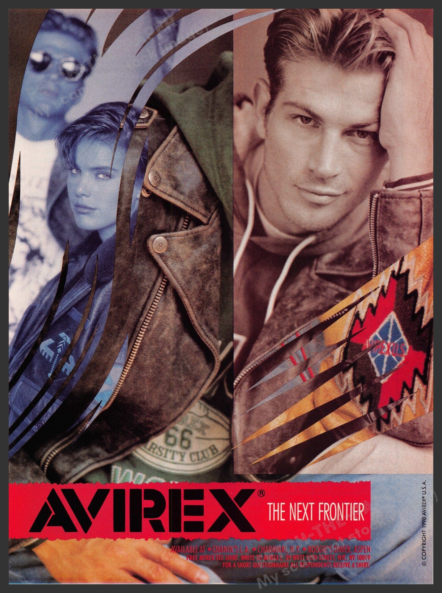 Avirex The Next Frontier Clothing 1990s Print Advertisement Ad 1990 — Fetch-the-Paper