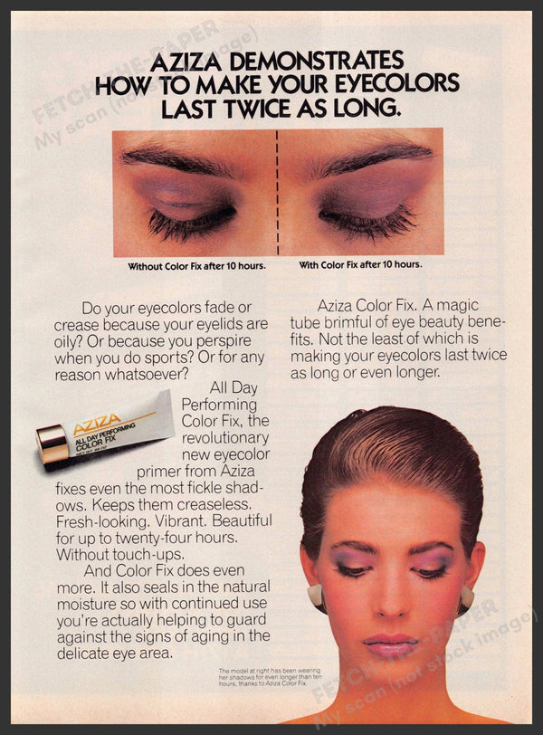 Aziza 1980s Magazine Print Advertisement 1984 Eyecolor Face — Fetch-the-Paper