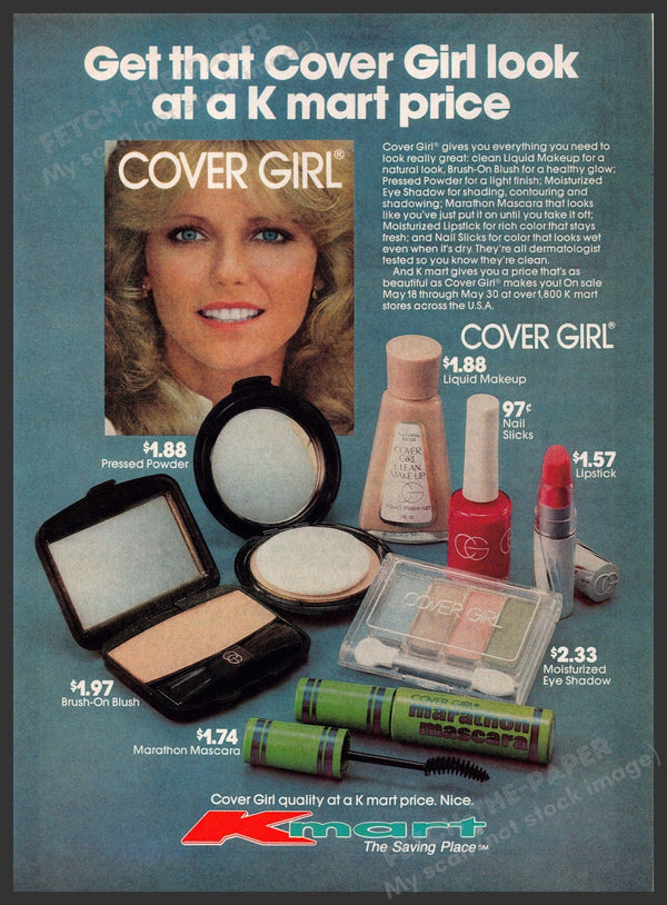 Cover Girl 1980s Magazine Print Advertisement 1981 Cheryl Tiegs Kmart — Fetch-the-Paper