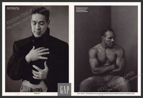 Evander Holyfield & Andres Serrano for Gap 1990s Magazine Photo Front — Fetch-the-Paper