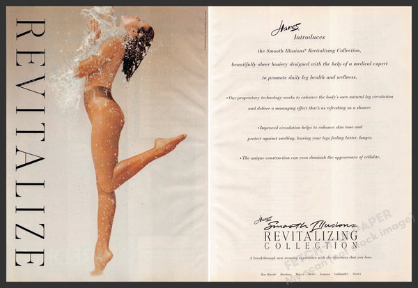 Hanes 1990s Magazine Print Ad (2 pages) 1998 Legs Revitalizing Smooth — Fetch-the-Paper