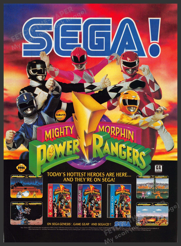 Mighty Morphin Power Rangers Video Game 1990s Print Advertisement 1994 — Fetch-the-Paper