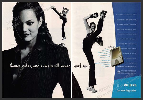 Philips Nino 300 1990s Magazine Print Advertisement (2 pgs) 1998 Legs — Fetch-the-Paper