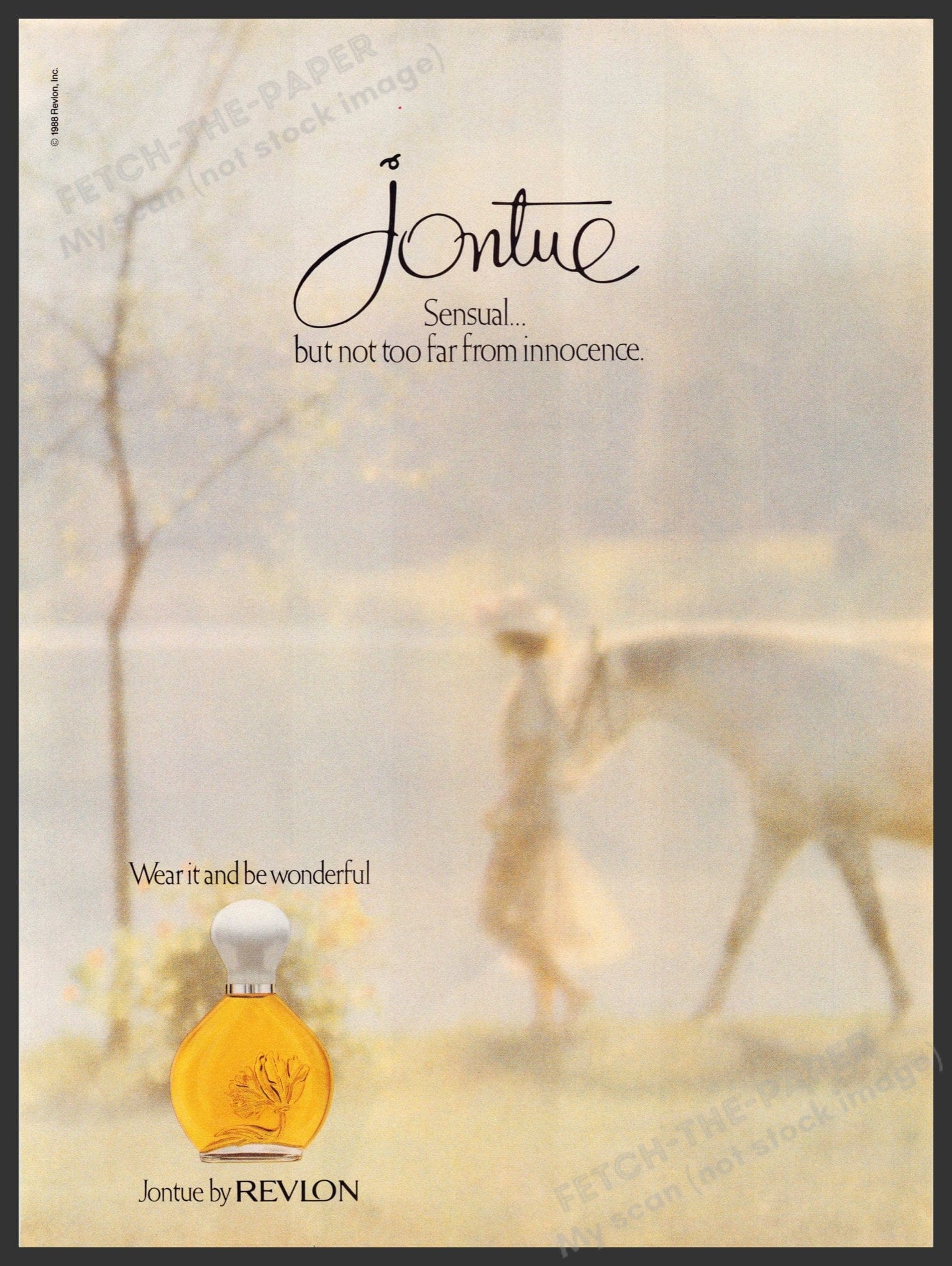 Revlon 1980s Magazine Print Advertisement 1988 Jontue Sensual Horse — Fetch-the-Paper