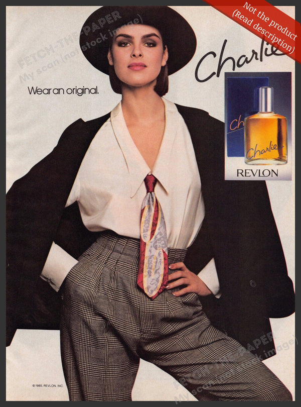 Revlon 1980s Print Advertisement Ad 1985 Charlie "Wear and original" — Fetch-the-Paper