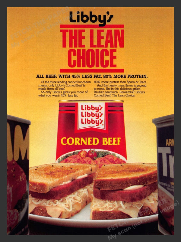 1987 Libby's Corned Beef "The Lean Choice" Print Advertisement Ad — Fetch-the-Paper