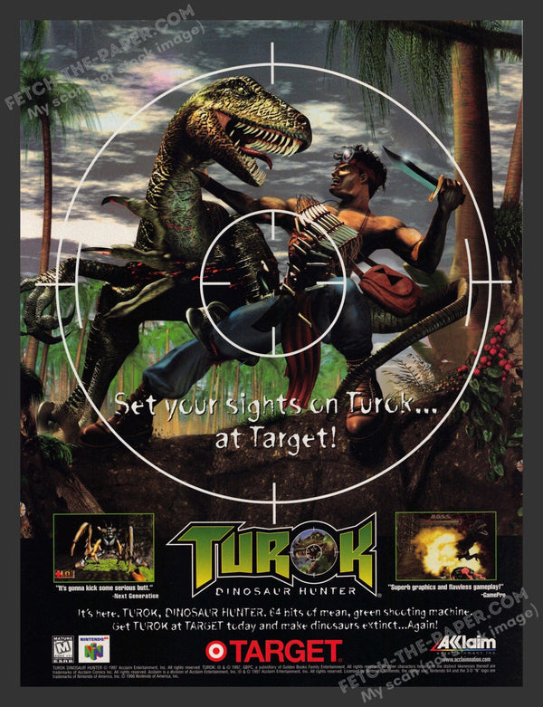 Turok: Dinosaur Hunter 1990s Video Game Print Advertisement — Fetch-the-Paper