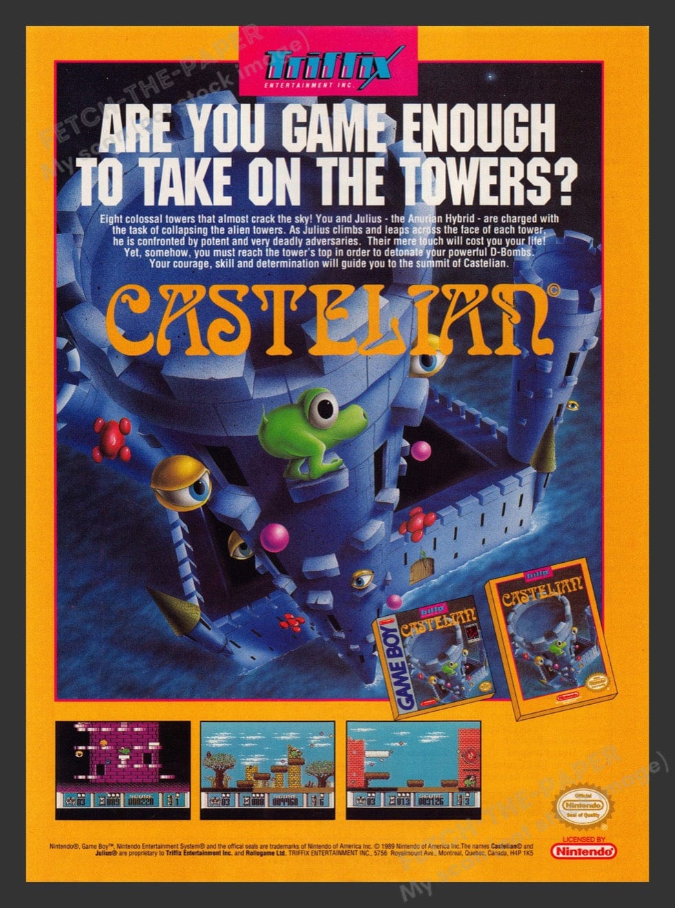 1991 Castelian Video Game Print Advertisement — Fetch-the-Paper
