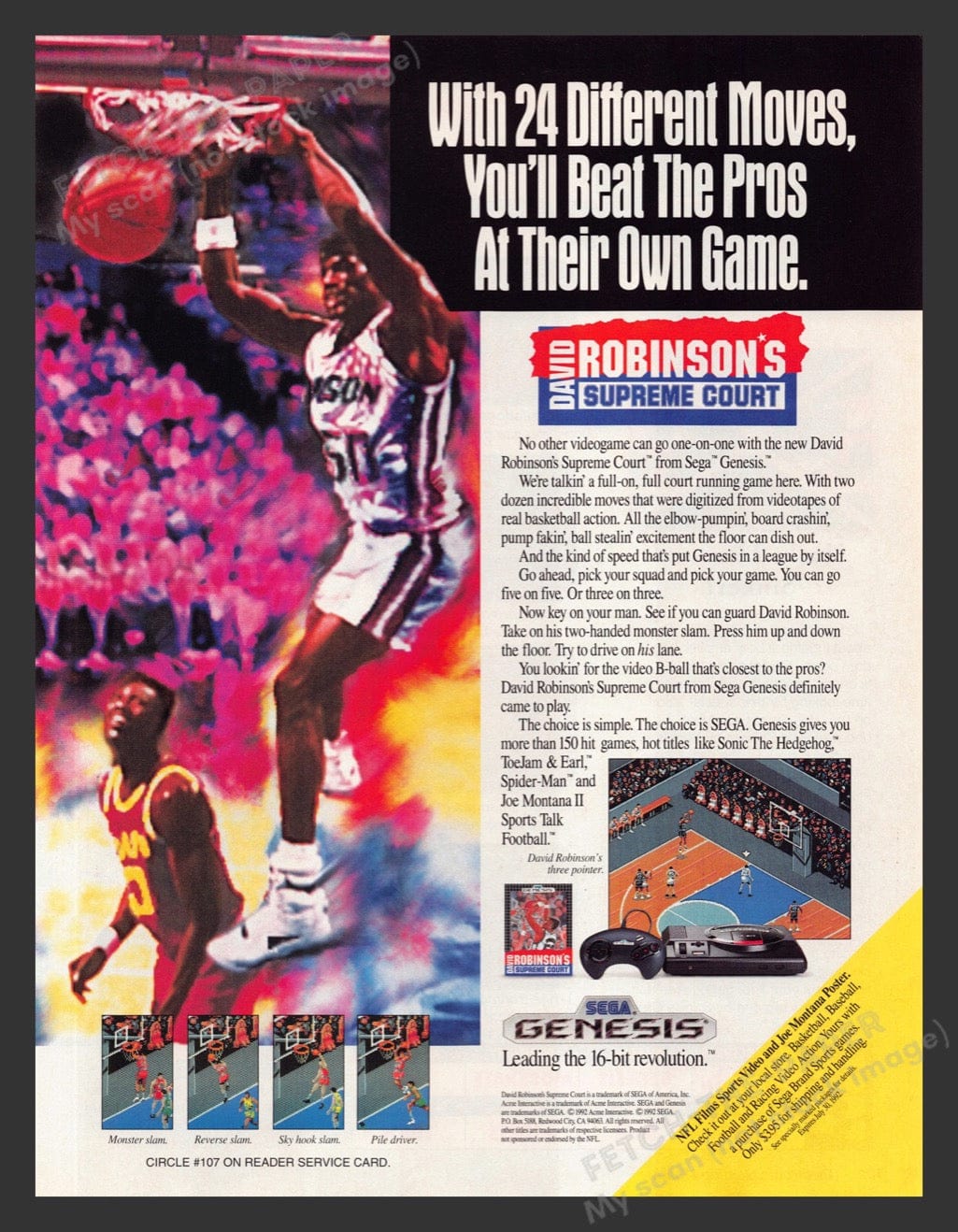 1992 David Robinson's Supreme Court Video Game Print Advertisement — Fetch-the-Paper