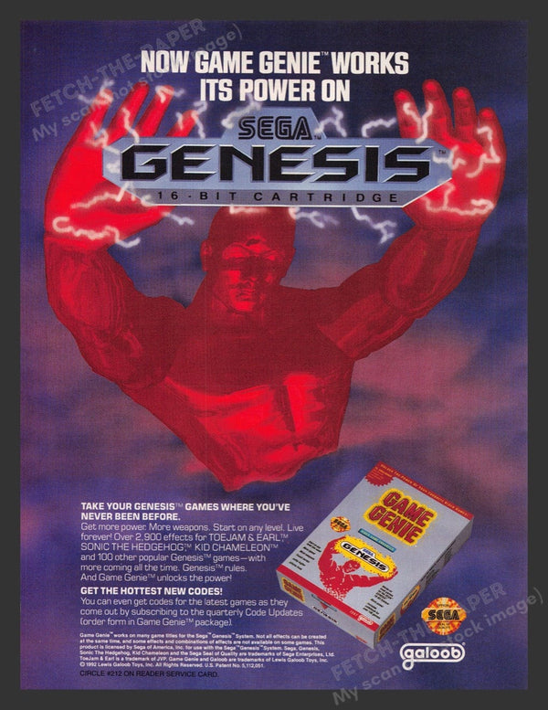 1992 Sega Genesis Game Genie Video Game Print Advertisement — Fetch-the-Paper