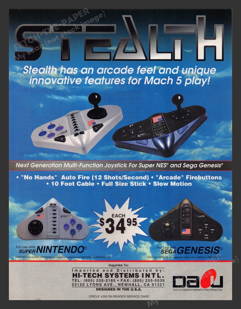 1992 Stealth Arcade Feel Controller Video Game Print Advertisement — Fetch-the-Paper