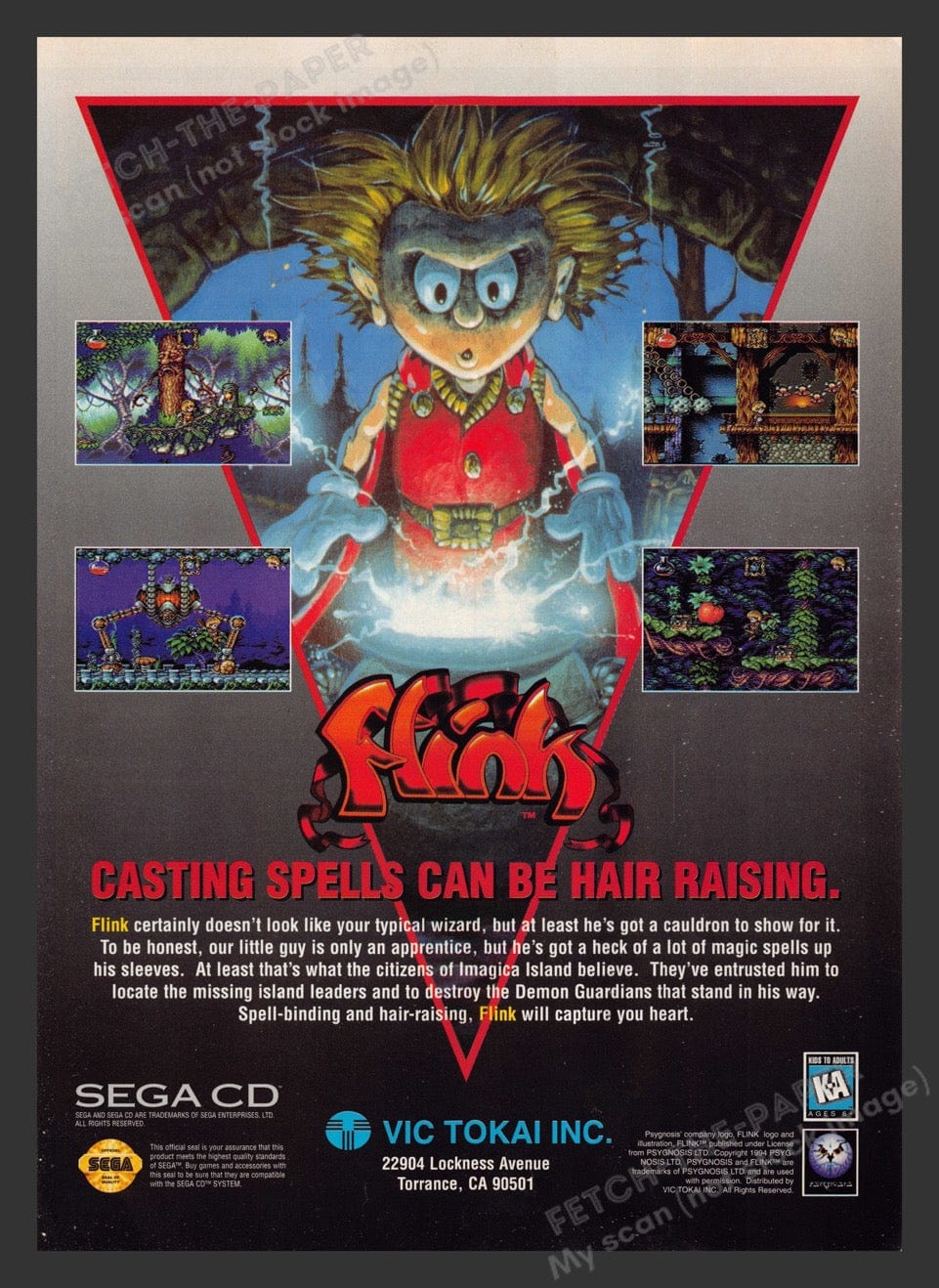 1995 Flink Video Game Print Advertisement — Fetch-the-Paper