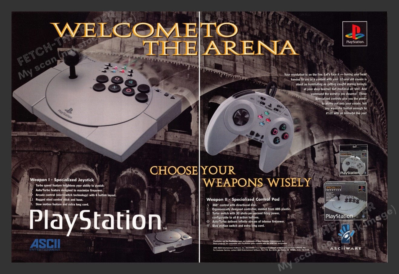 1995 PlayStation Weapon II Control Pad Video Game Print Advertisement — Fetch-the-Paper