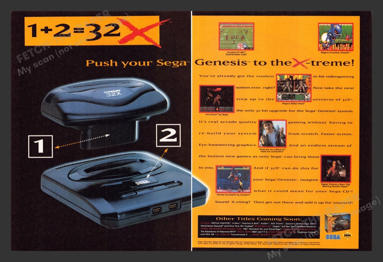1995 Sega 32X System Video Game Print Advertisement (2 Pages) — Fetch-the-Paper