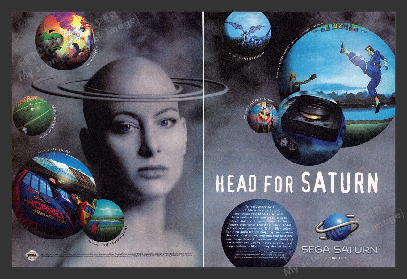 1995 Sega Saturn "Head for Saturn" Video Game Print Advertisement (2 P — Fetch-the-Paper