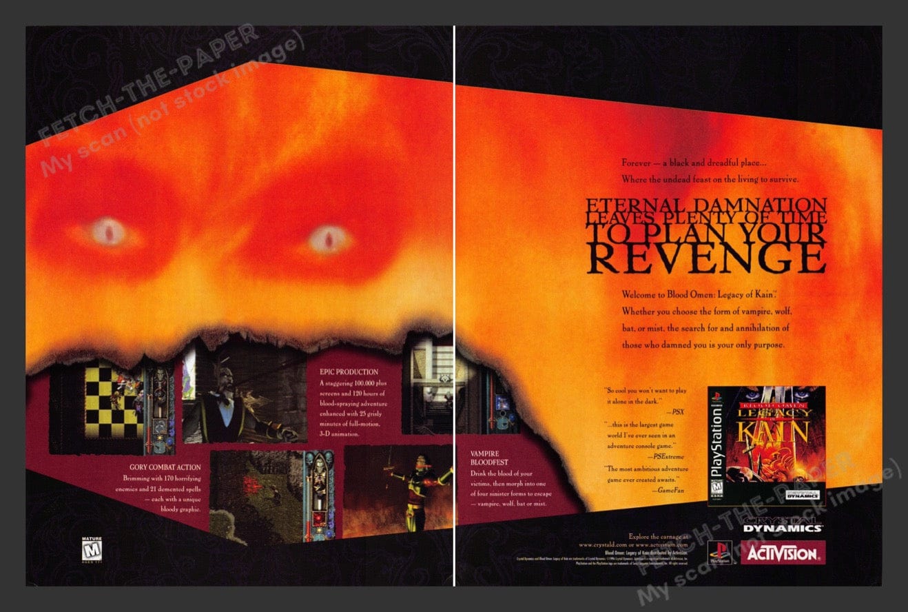 Blood Omen: Legacy Kain 1990s Video Game Print Advertisement Ad (2 Pag — Fetch-the-Paper