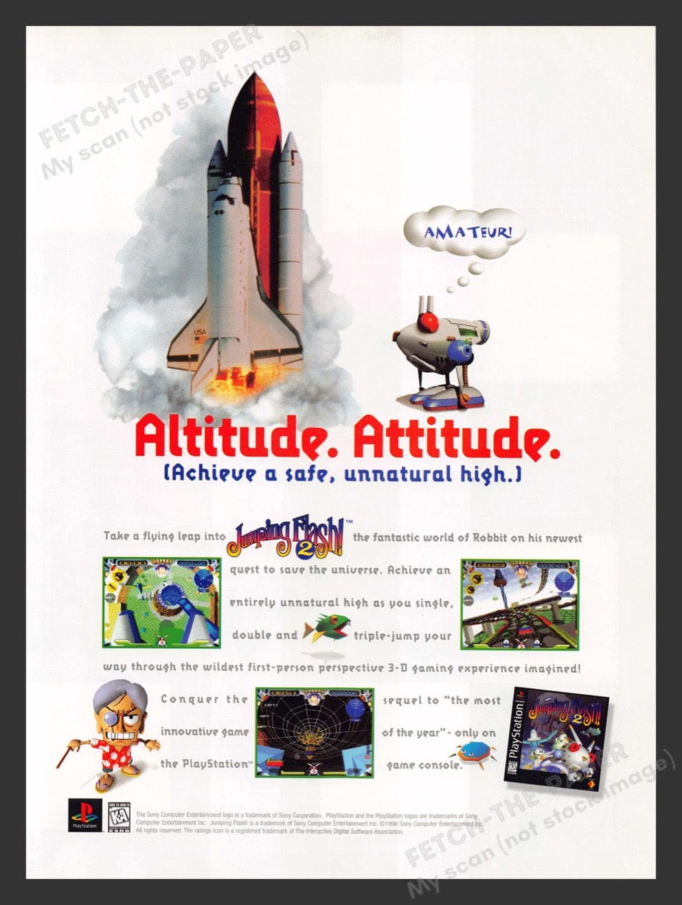 1996 Jumping Flash 2 Shuttle Video Game Print Advertisement — Fetch-the-Paper