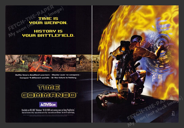 1996 Time Commando Video Game Print Advertisement (2 Pages) — Fetch-the-Paper