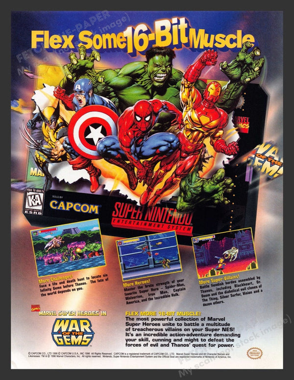War of the Gems Capcom 1990s Video Game Print Advertisement Ad 1996 — Fetch-the-Paper