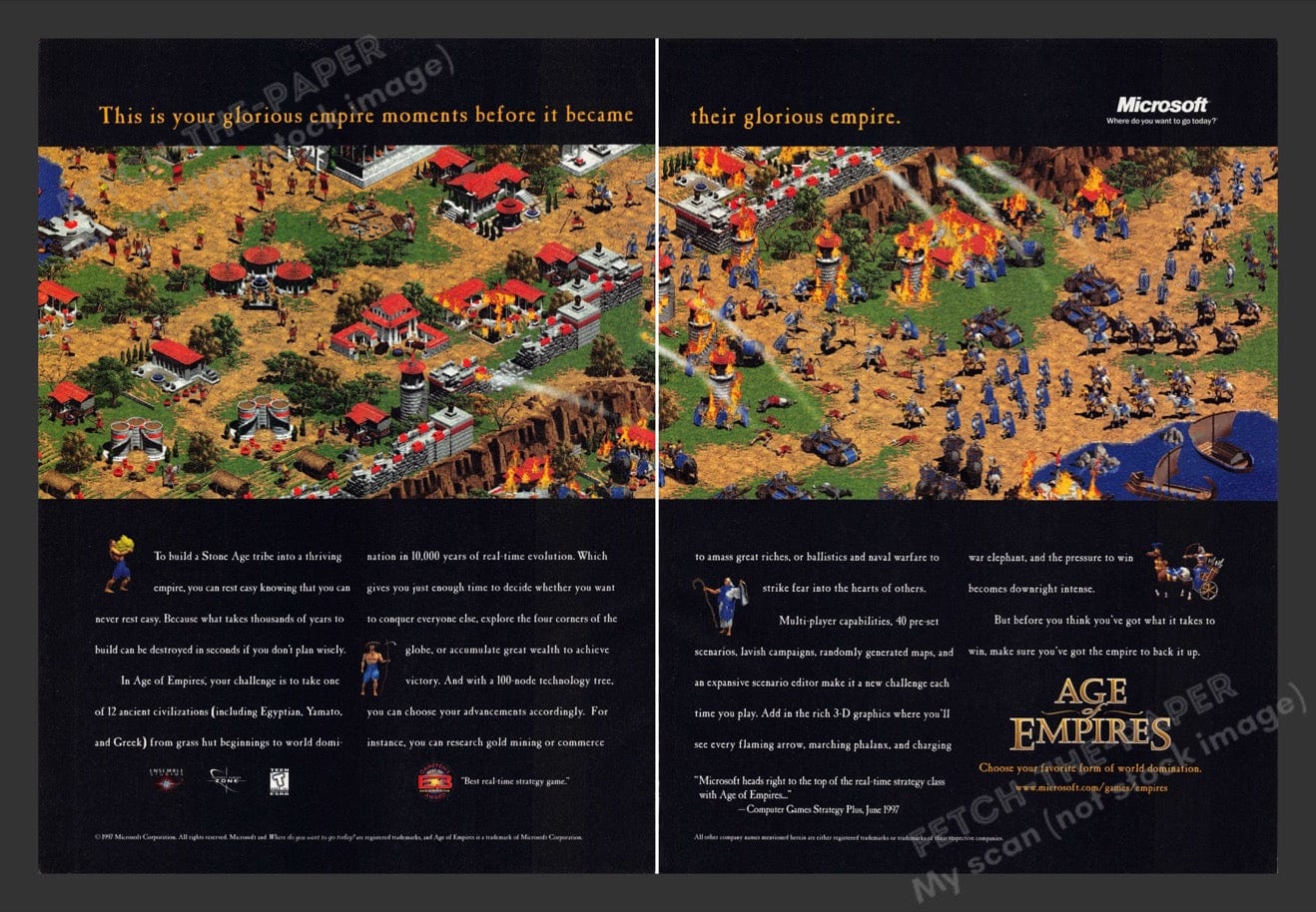 1997 Age of Empires Video Game Print Advertisement (2 Pages) — Fetch-the-Paper