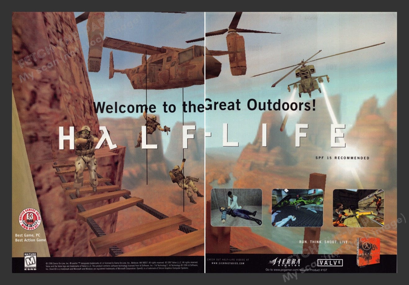 1998 Half-Life Helicopters Video Game Print Advertisement (2 Pages) — Fetch-the-Paper