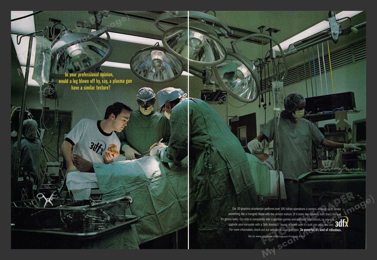 1999 3dfx Operating Room Video Game Print Advertisement 2pgs — Fetch-the-Paper