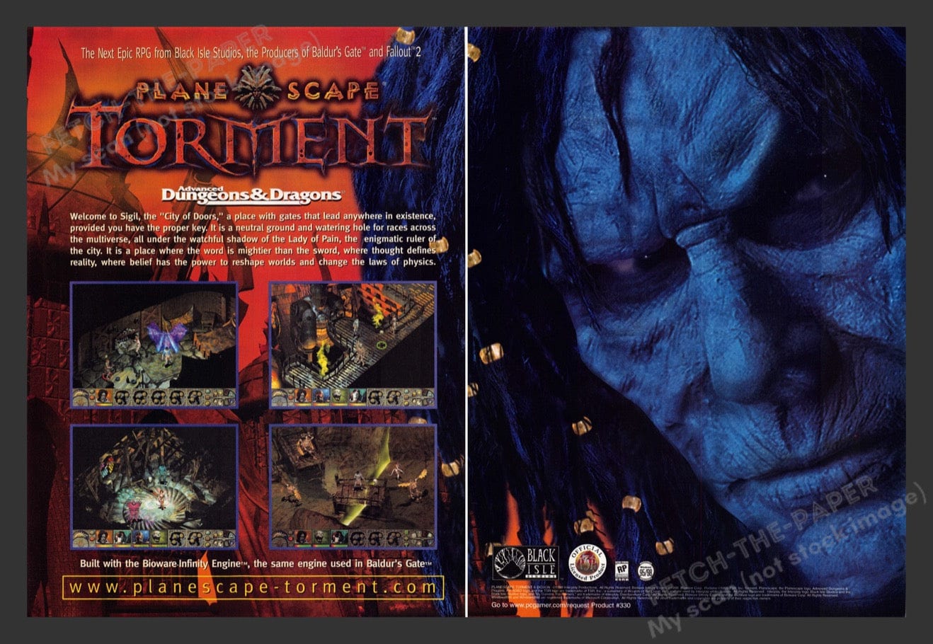 1999 Planescape: Torment Video Game Print Ad (2 pgs) — Fetch-the-Paper