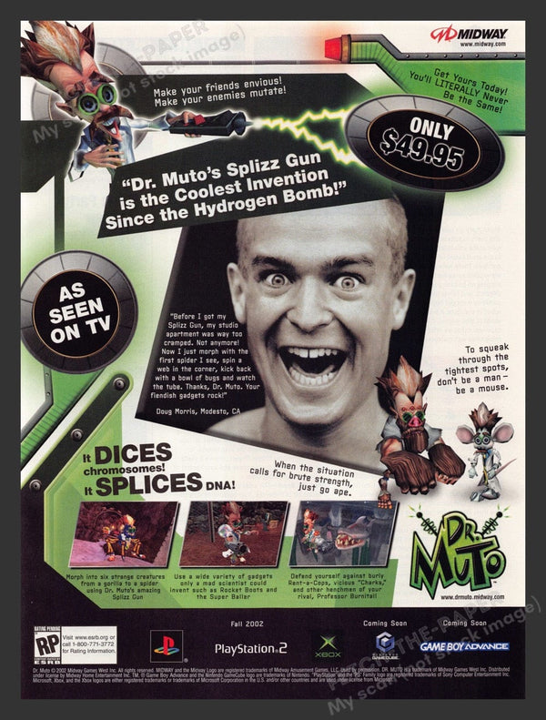 Dr. Muto Splizz Gun 2000s Video Game Print Ad 2002 — Fetch-the-Paper