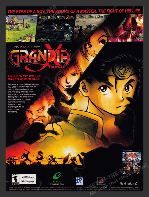 Grandia Xtreme 2000s Video Game Print Advertisement Ad 2002 — Fetch-the-Paper