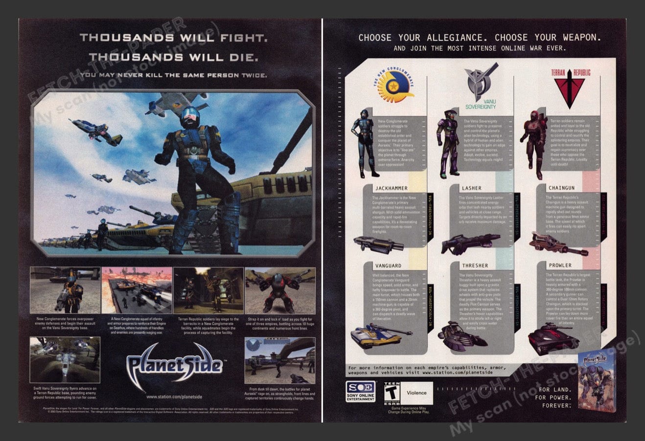2003 Planetside Chart Video Game Print Advertisement (2 pgs) — Fetch-the-Paper