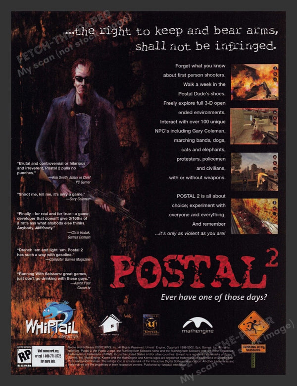 2003 Postal 2 Video Game Print Advertisement — Fetch-the-Paper