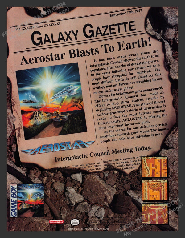 Aerostar Video Game 1990s Print Advertisement 1991 — Fetch-the-Paper
