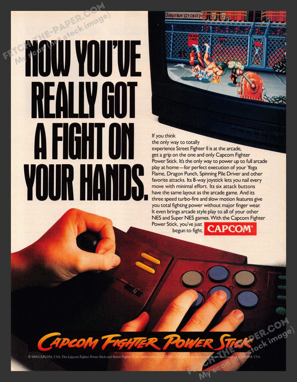Capcom Fighter Controller Video Game 1990s Print Advertisement Ad — Fetch-the-Paper