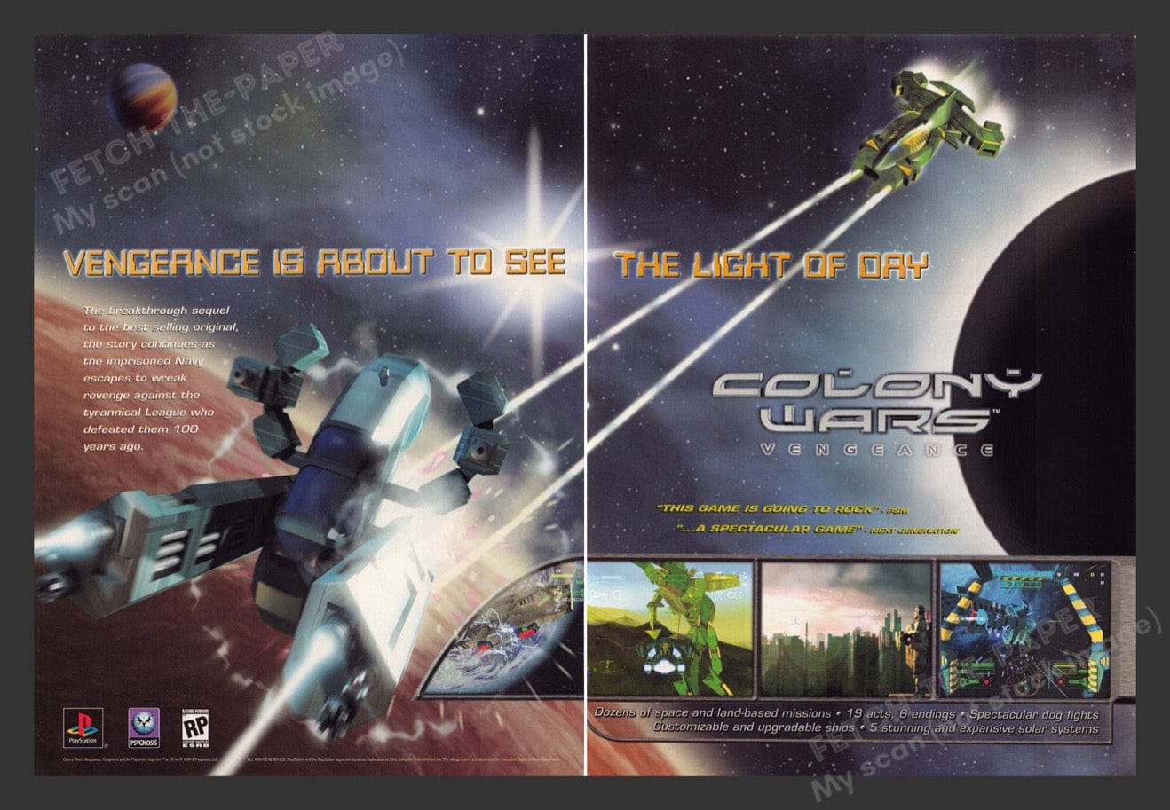 Colony Wars: Vengeance 1990s Video Game Print Advertisement (2 Pages) — Fetch-the-Paper