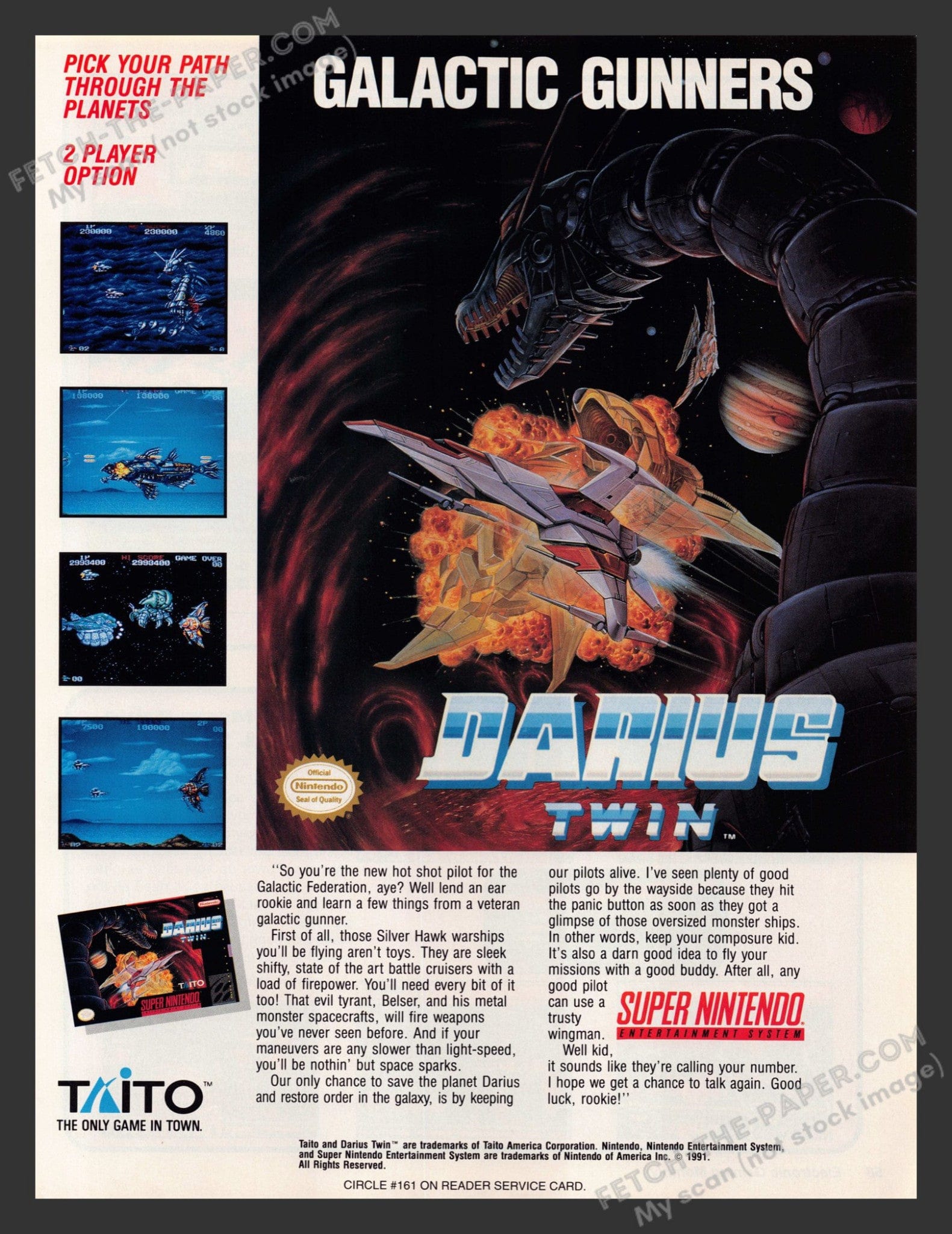 Darius Twin Video Game 1990s Print Advertisement 1991 — Fetch-the-Paper