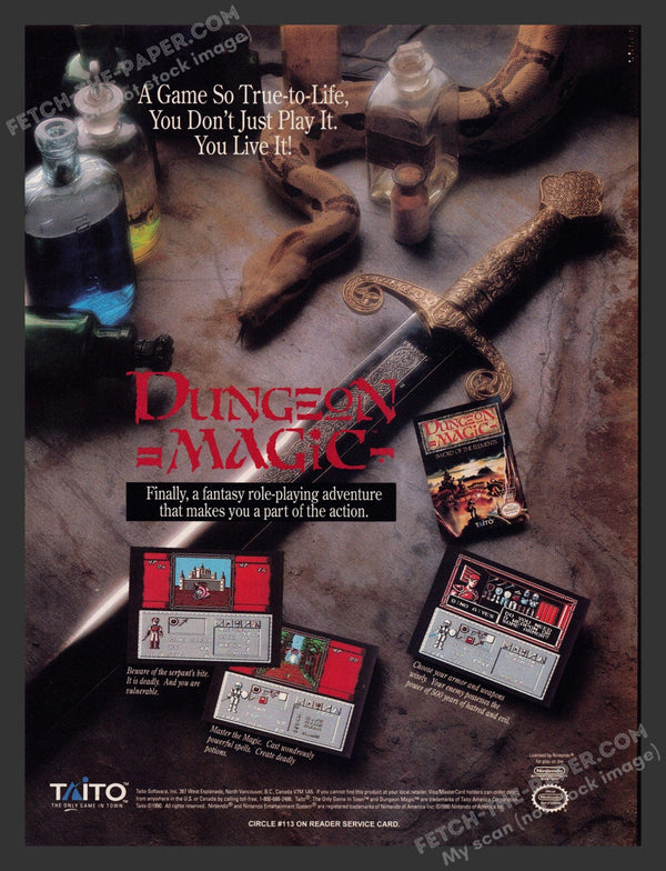 Dungeon Magic: Sword of the Elements Video Game 1990s Print Ad — Fetch-the-Paper