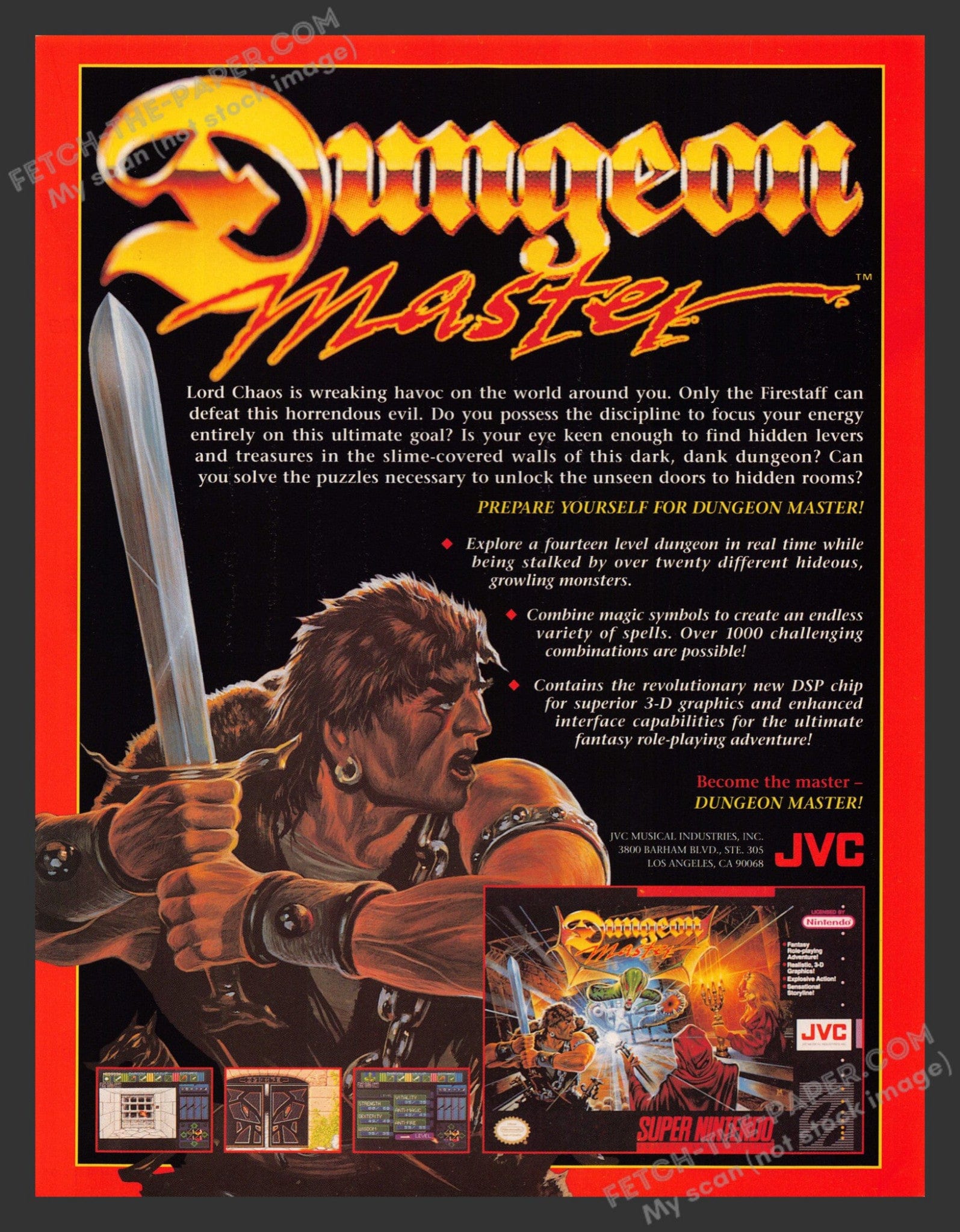 Dungeon Master Video Game 1990s Print Advertisement 1992 — Fetch-the-Paper