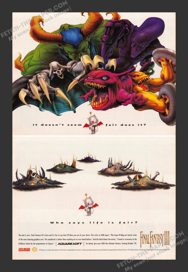 Final Fantasy III Video Game 1990s Print Advertisement 1994 — Fetch-the-Paper