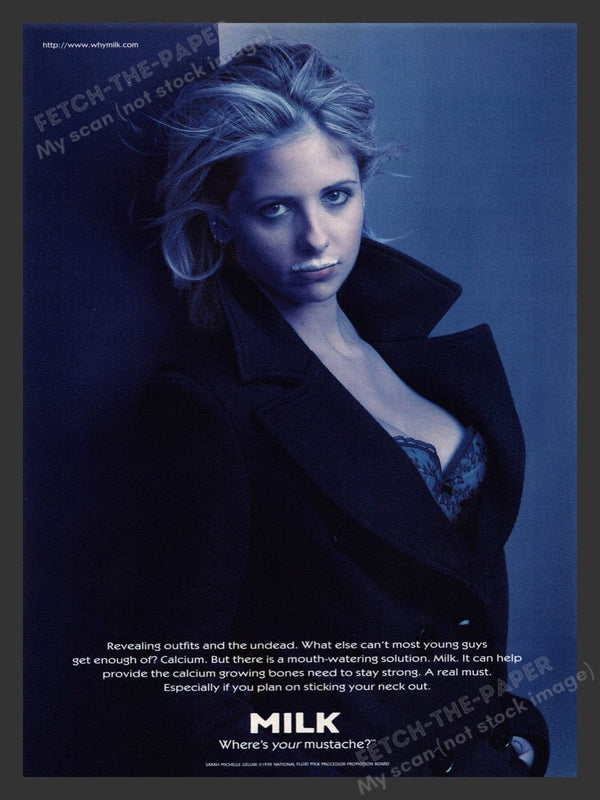 Got Milk? Sarah Michelle Gellar Buffy 1990s Print Advertisement Ad 199 — Fetch-the-Paper