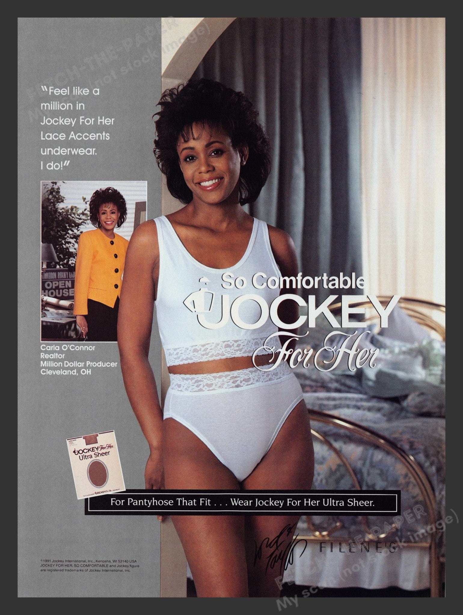 Jockey for Her Carla O'Connor Realtor 1990s Print Advertisement Ad 199 — Fetch-the-Paper