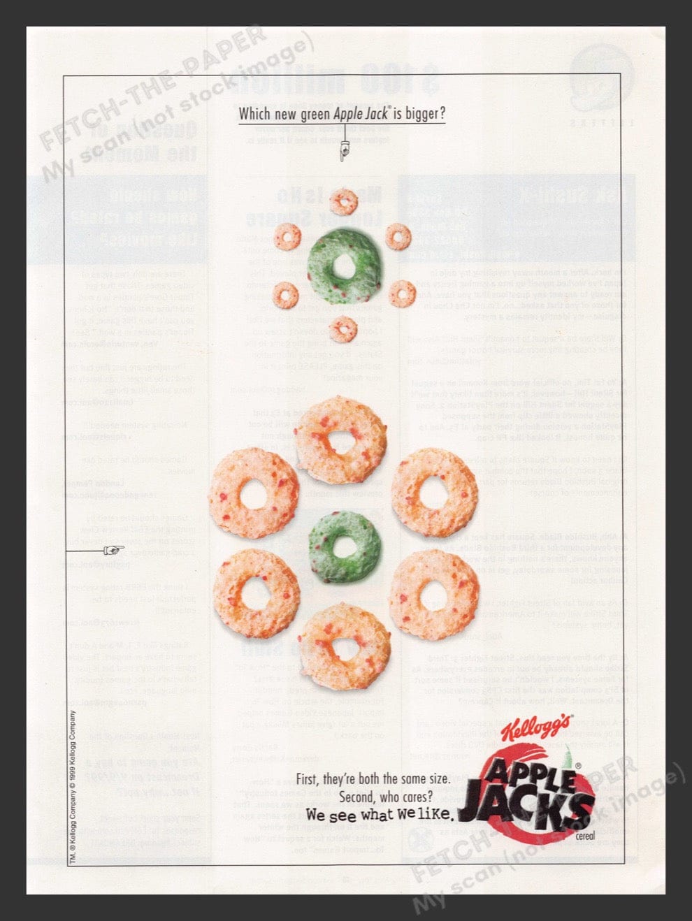 Kellogg's Apple Jacks Cereal 1990s Print Advertisement Ad 1999 — Fetch-the-Paper