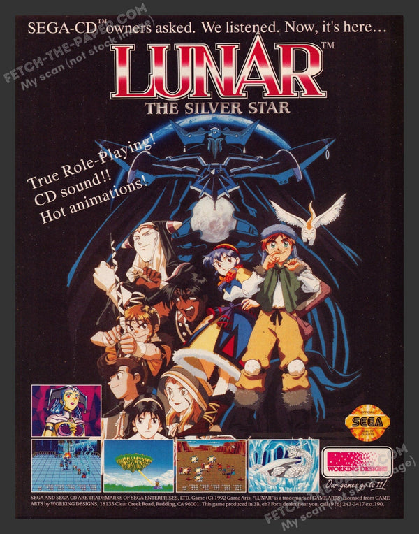 Lunar The Silver Star Video Game 1990s Print Advertisement 1992 — Fetch-the-Paper