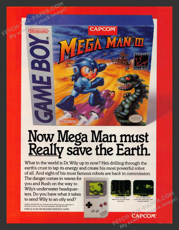 Mega Man III Video Game 1990s Print Advertisement 1992 — Fetch-the-Paper