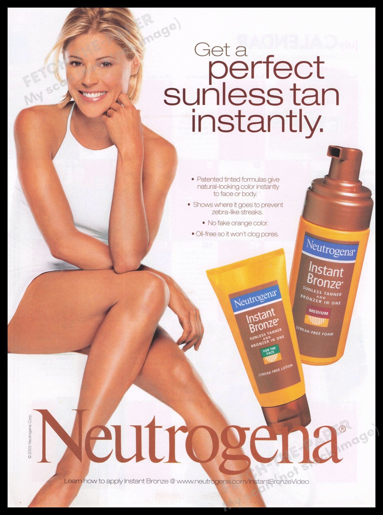 Neutrogena 2000s Print Advertisement Ad 2003 Julie Bowen Tan Legs Body — Fetch-the-Paper