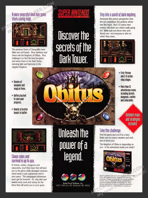 Obitus Video Game 1990s Print Advertisement 1994 — Fetch-the-Paper