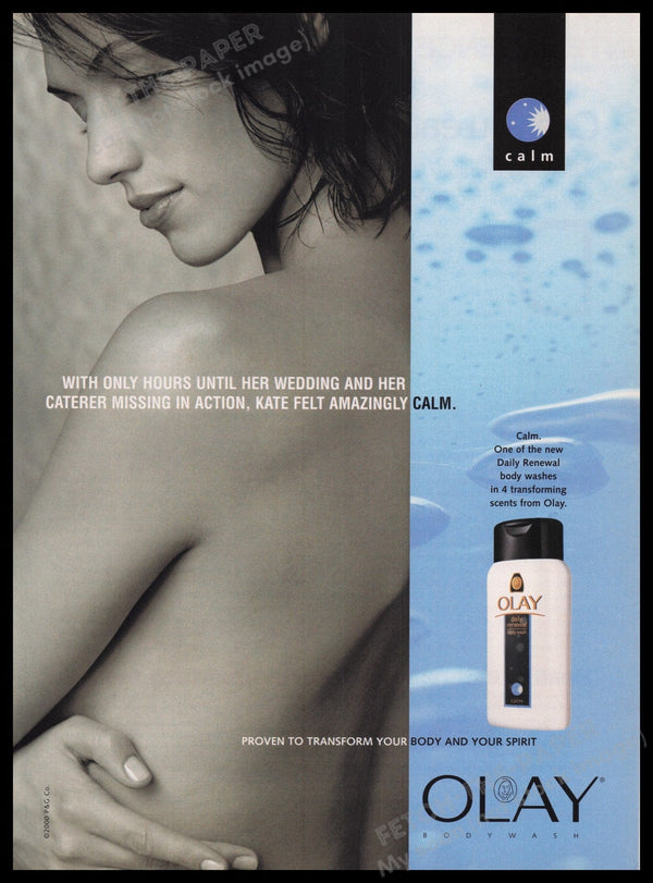 Olay Body Wash 2000s Print Advertisement Ad 2000 Calm Bare Back — Fetch-the-Paper