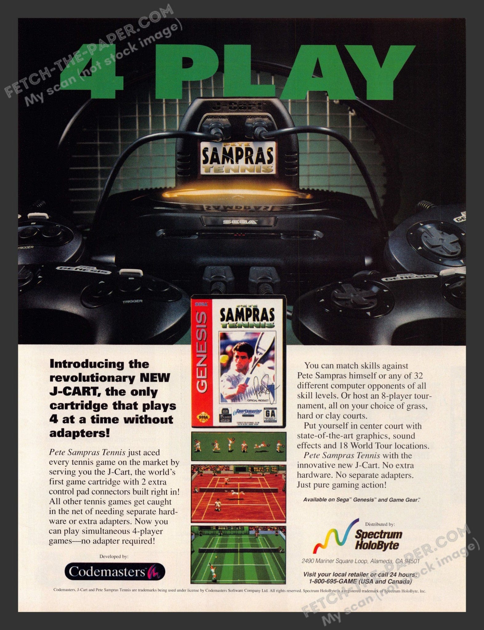 Pete Sampras Video Game 1990s Print Advertisement 1994 — Fetch-the-Paper