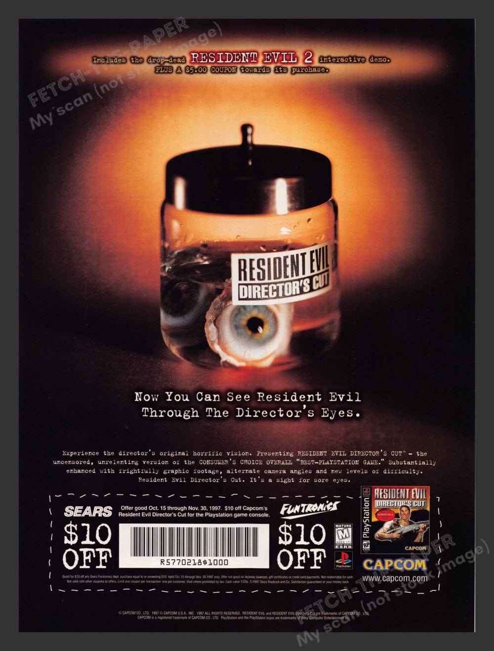 Resident Evil: Director's Cut 1990s Video Game Print Advertisement 199 — Fetch-the-Paper