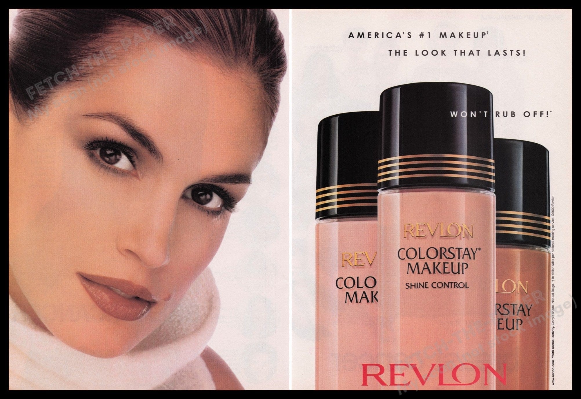 Revlon Cindy Crawford Cosmetics 2000s Print Advertisement (2 pages) 20 — Fetch-the-Paper